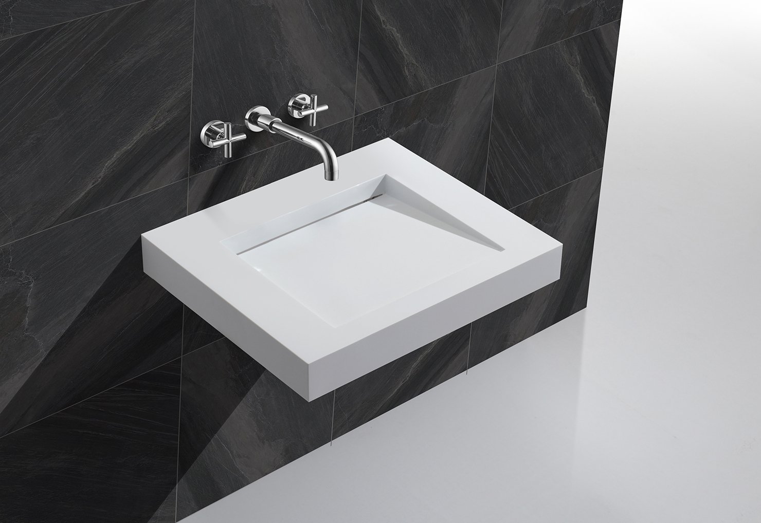 Wastafel - Solid Surface Zeus - mat wit - VoordeligSanitair.nl